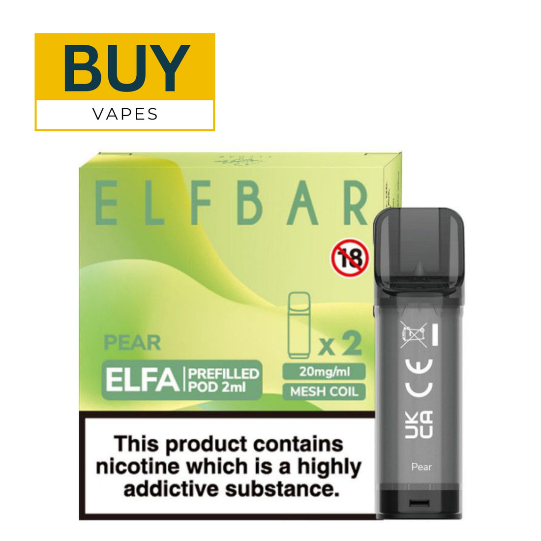 Pear Elfa Prefilled Pods By Elf Bar – Buy Vapes
