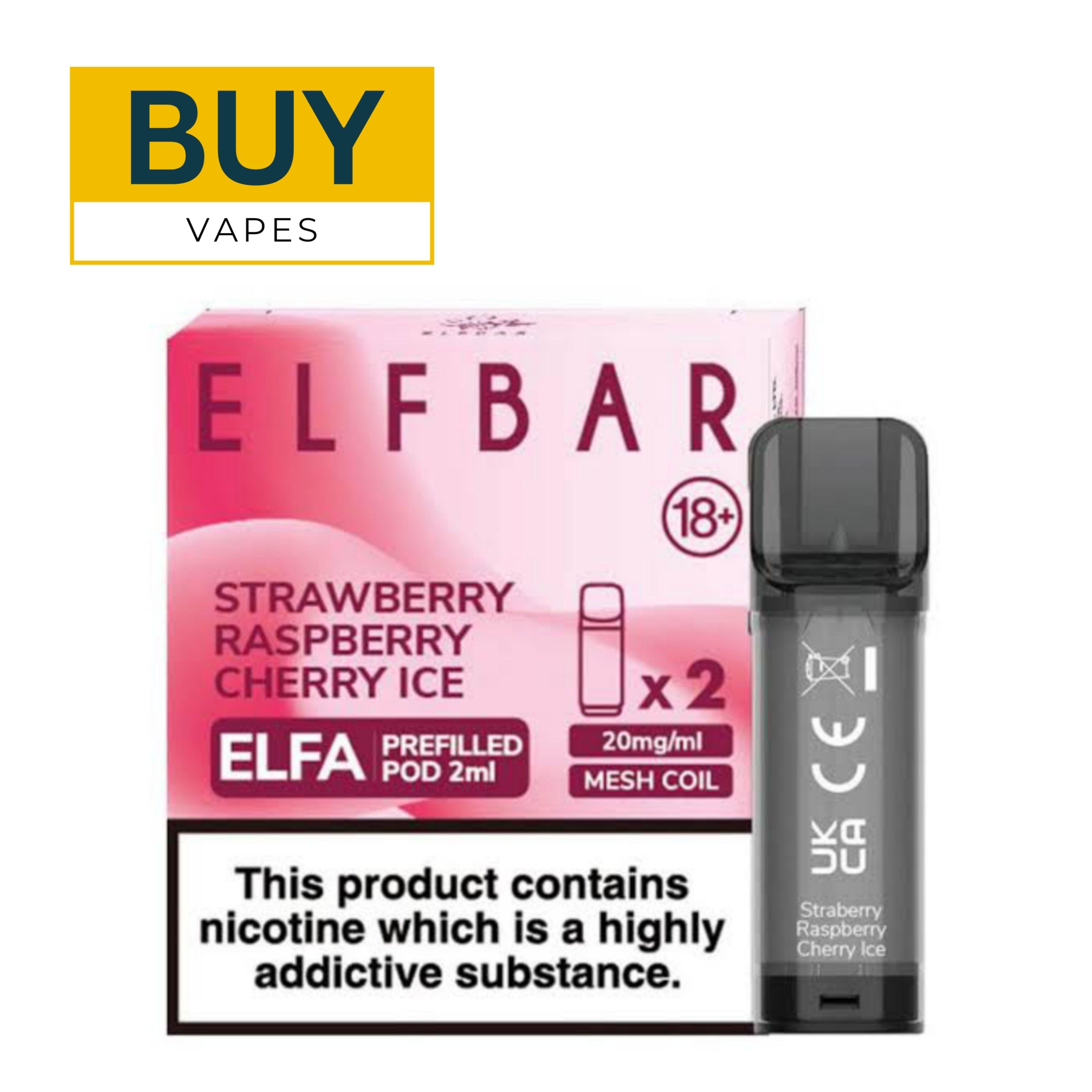 Strawberry Raspberry Cherry Ice Elfa Prefilled Pods By Elf Bar – Buy Vapes